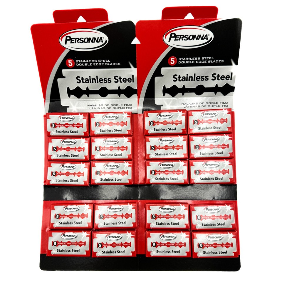 100 Personna Red Stainless Steel Smooth Double Edge Safety Razor Blades ...