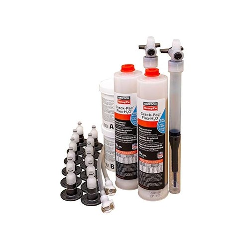 Simpson Crack,Pac Flex,H2O Injection Kit, 9oz Cartridges, Concrete ...
