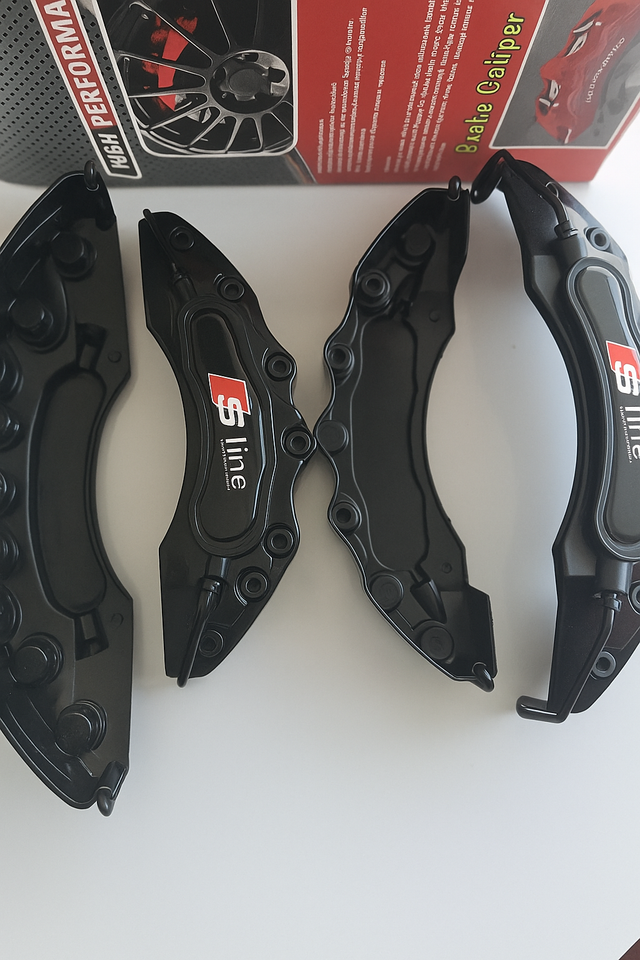 S Line Black Brake Caliper Covers Set Audi A3 A4 A5 A6 Q5 Q7 RS4 RS6 Q2 ...