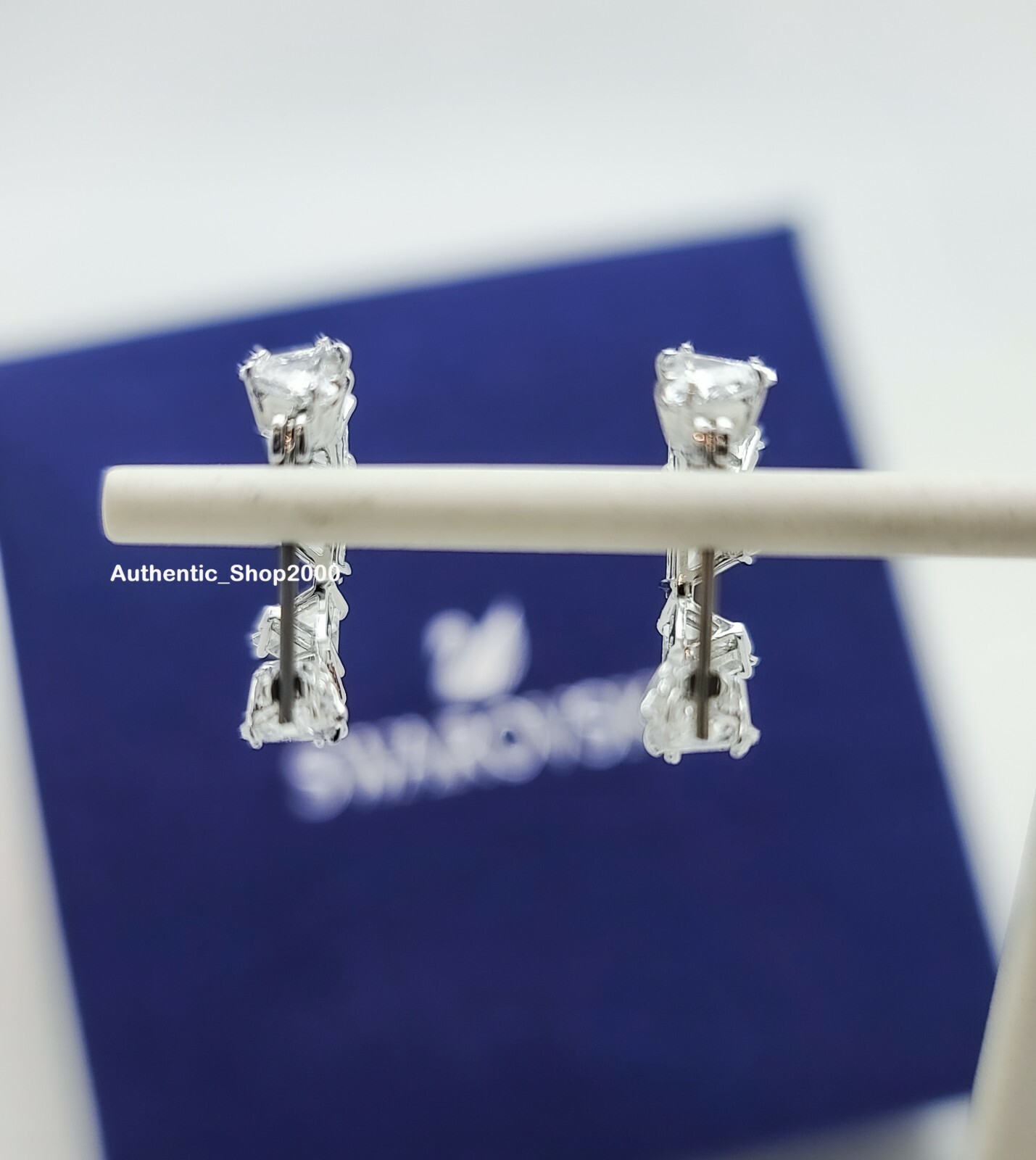 NEW 100% Auth SWAROVSKI Rhodium White Crystals Millenia Hoop Earrings ...