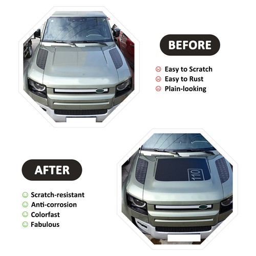 Front Hood Decal Sticker Waterproof PVC For Land Rover Defender 110 90 ...