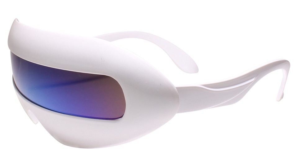 Alien Costume Cyclops Novelty Futuristic Blue Mirrored Lens White ...