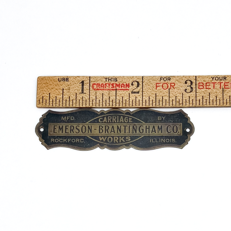Antique Emerson Brantingham Carriage Works Buggy Emblem Tag Maker Plate ...