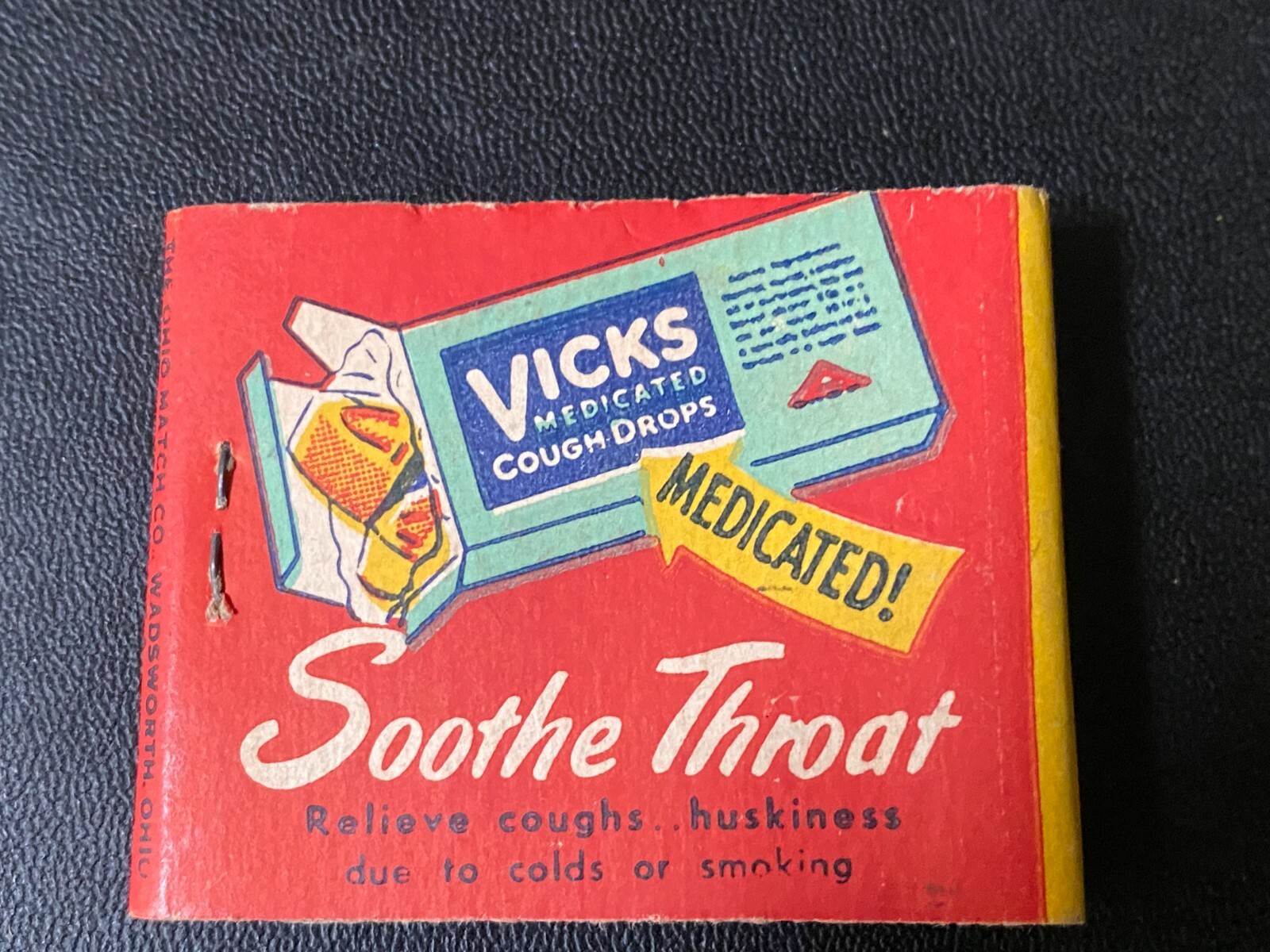 Vtg Vicks Advertising Match Book ~ Front Stricker ~ Coughs Vicks ...