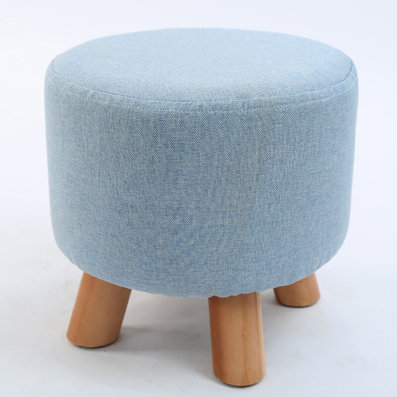 Round Wooden Footstool Footrest Pouffe Foot Stool Padded Ottoman Seat ...