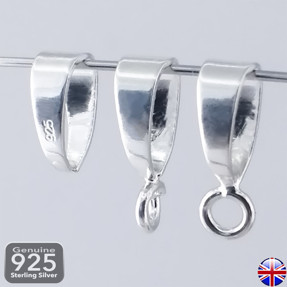 Solid 925 Sterling Silver 8mm PENDANT BAILS with ring Necklace ...