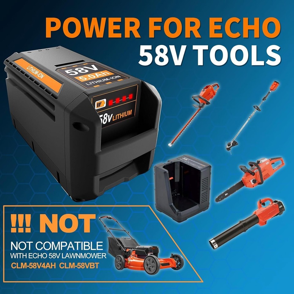 For Echo 58V Cordless 5.0Ah Lithium-Ion Battery CBP-58V20 CBP-58V40 ...