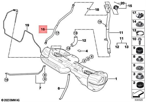 Genuine BMW E90 E90N E91 E91N E92 E92N Fuel Tank Vent Pipe OEM ...
