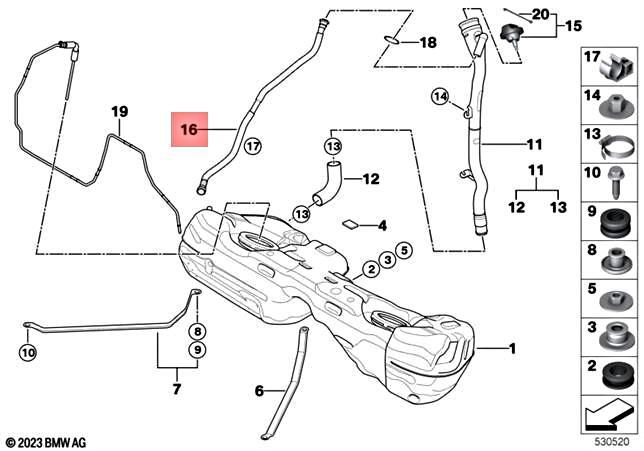 Genuine BMW E90 E90N E91 E91N E92 E92N Fuel Tank Vent Pipe OEM ...