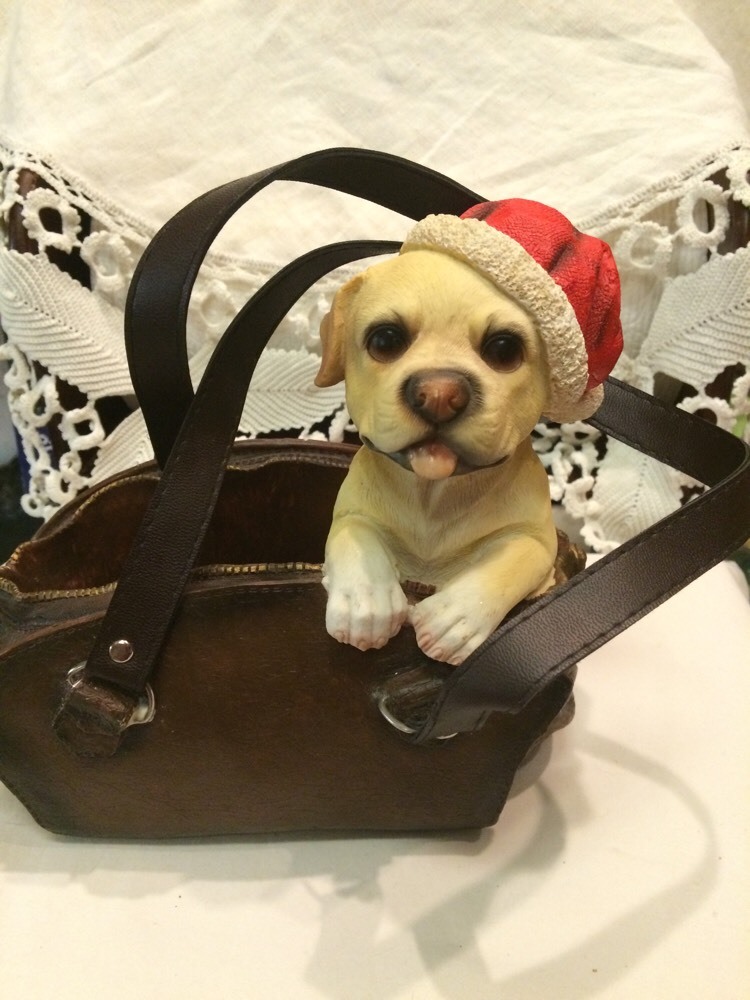 Hand Painted Ceramic Labrador Dog Christmas Puppy in a Bag Purse ...