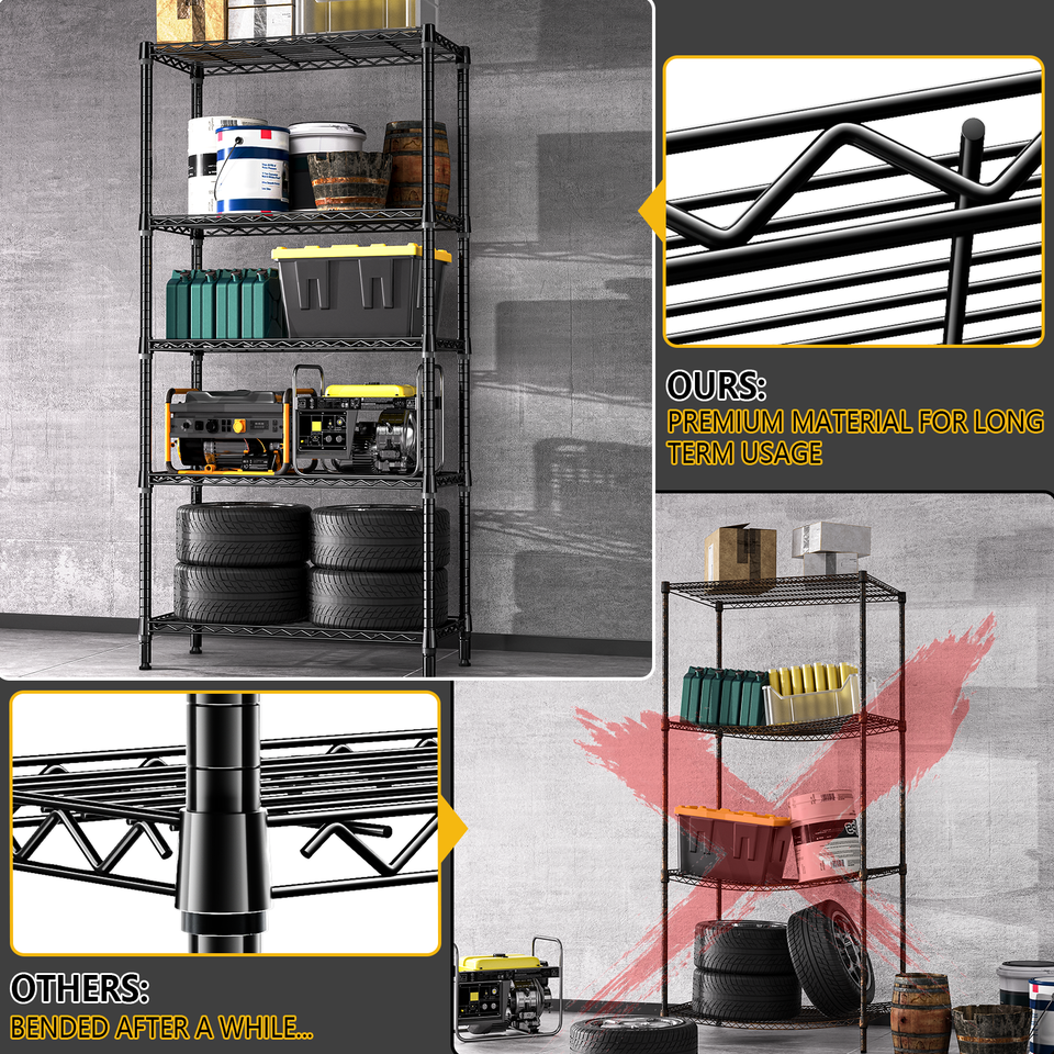 Heavy Duty MZG 5 Tier Shelves 14*35*69" Storage Rack Metal Wire ...