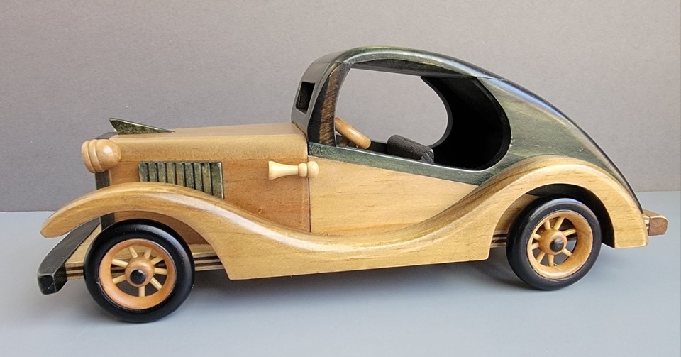 Stauer Wood Old Car Green Roof Handmade Statue Antique Decor Home ...