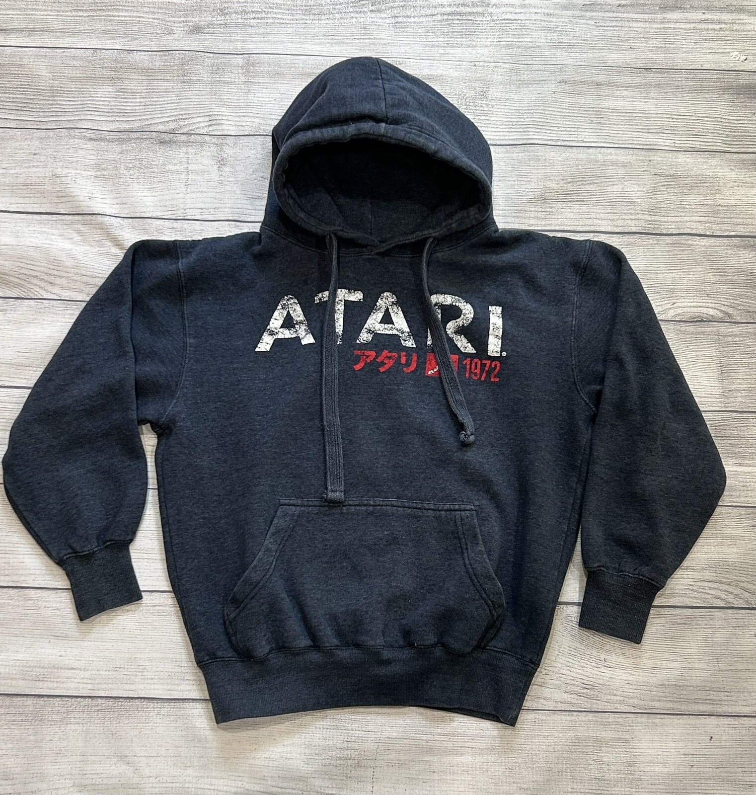 Atari Video Game Logo Navy Blue Pouch Pocket Pullover… - Gem