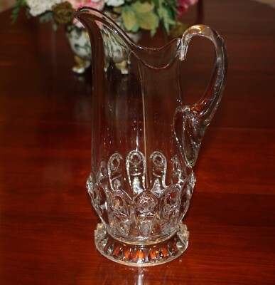 Thompson Glass Fisheye Torpedo Large Antique 11 1/2" Pitcher circa 1889 ...