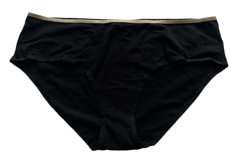 Victorias Secret Nwt Black w/ Gold Band Dots Cotton Blend Hiphugger ...