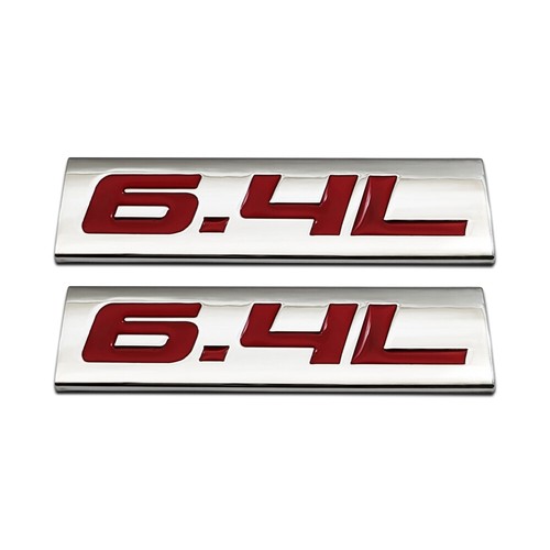 2x Car Fender Trunk Red Chrome 6.4L Car Logo V6 V8 Engine Metal Emblem ...