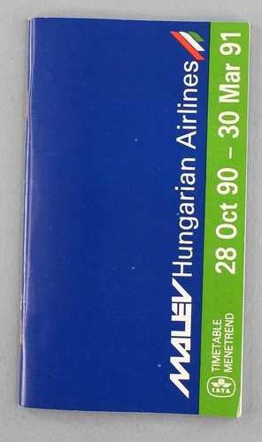 MALEV HUNGARIAN AIRLINES TIMETABLE WINTER 1990/91 TUPOLEV TU-154 TU-134 ...
