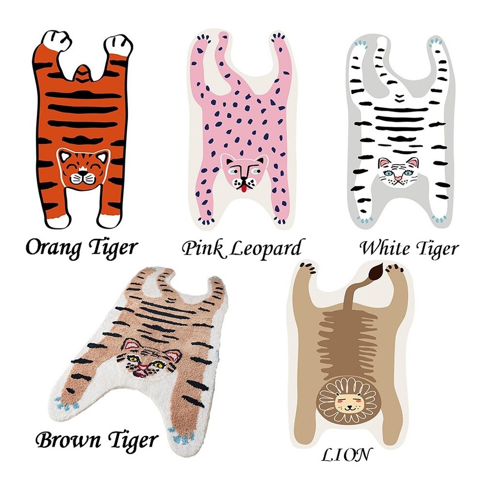 Faux Fur Tiger Animal Printed Area Rug Non-Slip Floor Bath Mat Carpet ...