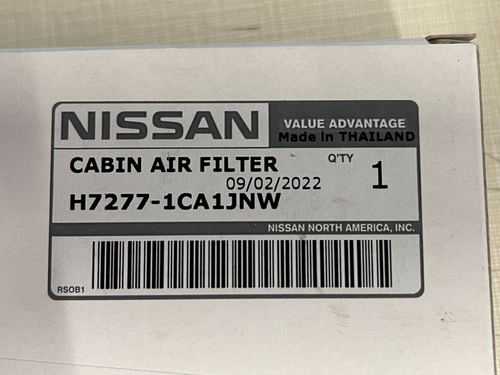 NEW OEM NISSAN VALUVE ADVANTAGE IN-CABIN AIR FILTER FITS MANY MODELS ...