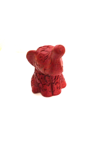 1991 SPG Handcrafted Red Resin Sitting Elephant Figurine Sculpture ...