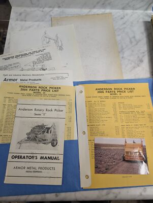 ARMOR ANDERSON ROCK PICKER 2006 OPERATOR'S MANUAL & PRICE LIST ...