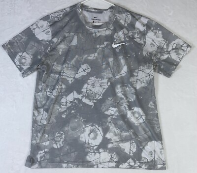 The Nike Tee Youth XL Gray With Broken Glass AOP All Over Print Nike ...