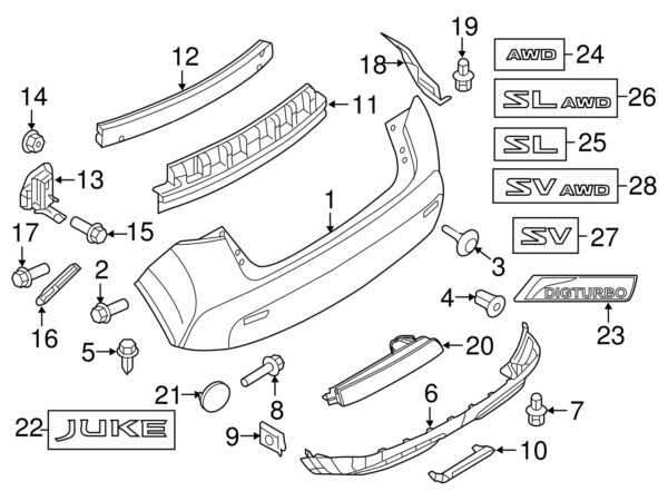 85070-1KA0A Nissan Moulding-rear bumper 850701KA0A, New Genuine OEM ...