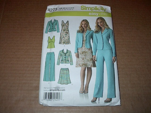 2006 Simplicity Sewing Pattern 4273 Womens Jacket Pants Skirt Dress Top ...