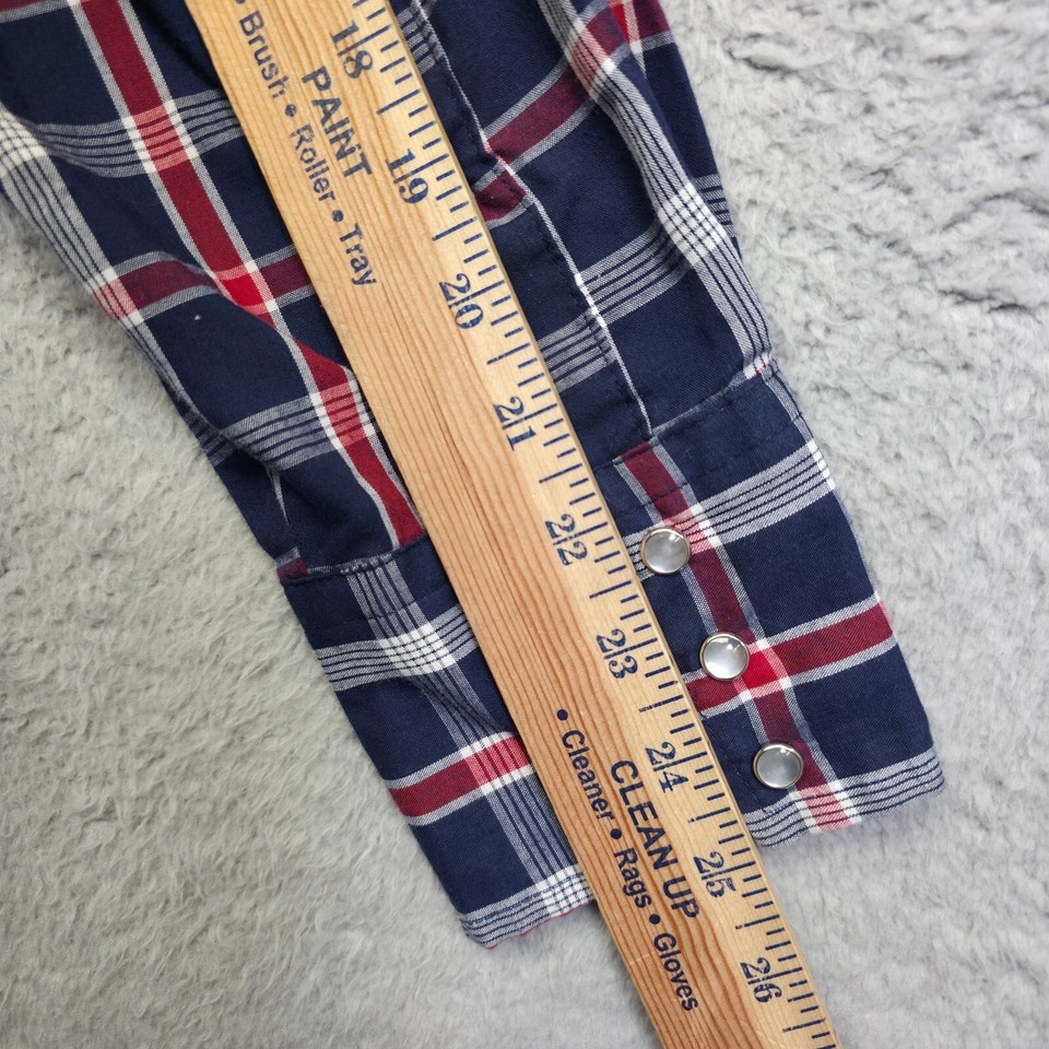 Kenny Rogers Shirt Mens L Blue Red Pearl Snap Plaid Western Rockabilly ...