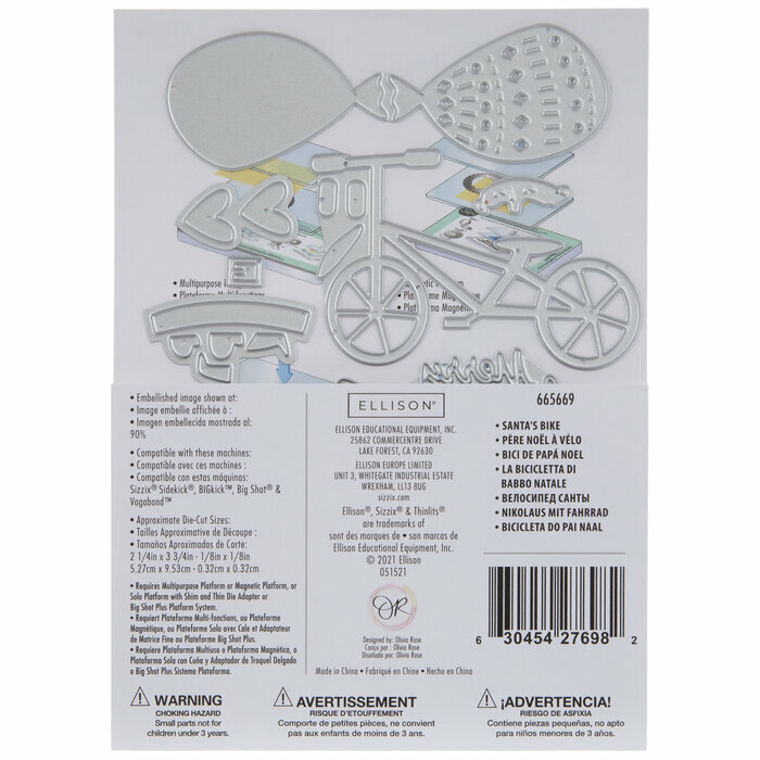 Universal Metal Die Cut Tool Sizzix Thinlits Santa's Bike 665669 Cut Emboss | eBay