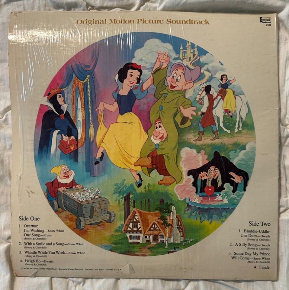DISNEY SNOW WHITE THE SEVEN DWARFS PICTURE ALBUM SOUNDTRACK 1980 VINYL ...