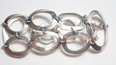 Ann Curley Navajo Artist Sterling Silver Linked Bracelet 8 inches X425C ...