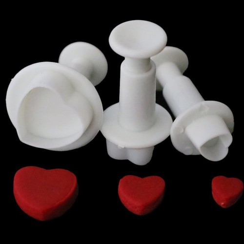 3pcs Love Heart Shape Cookie Plunger Cutter Fondant Gumpaste Cupcake ...