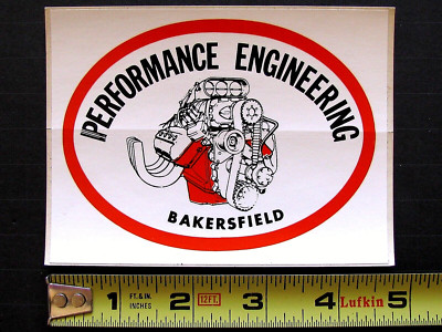 "PERFORMANCE ENGINEERING" Vintage Drag Racing Sticker * NHRA U.S ...