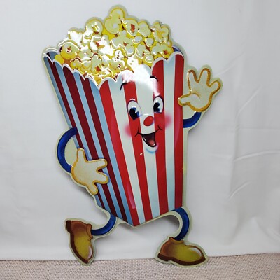 Retro Dancing Movie Popcorn Big Eyes Big Smile Die Cut Tin Wall Hanging ...