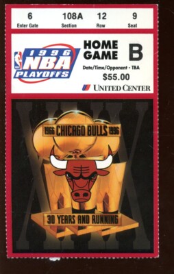 April 28 1996 NBA Playoff Ticket Stub B Miami Heat at Chicago Bulls ...