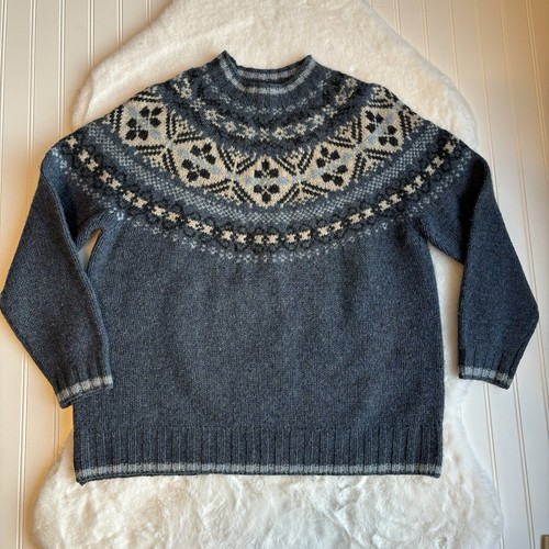 Eddie Bauer Sweater Women’s L Legend Nordic 100% Wool Fair Isle Mock Neck VTG | eBay