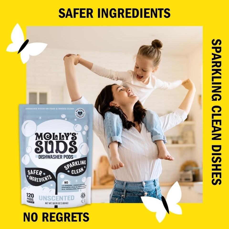 Molly's Suds Dishwasher Pods | Clean Dishwasher Detergent, Cuts Grease ...