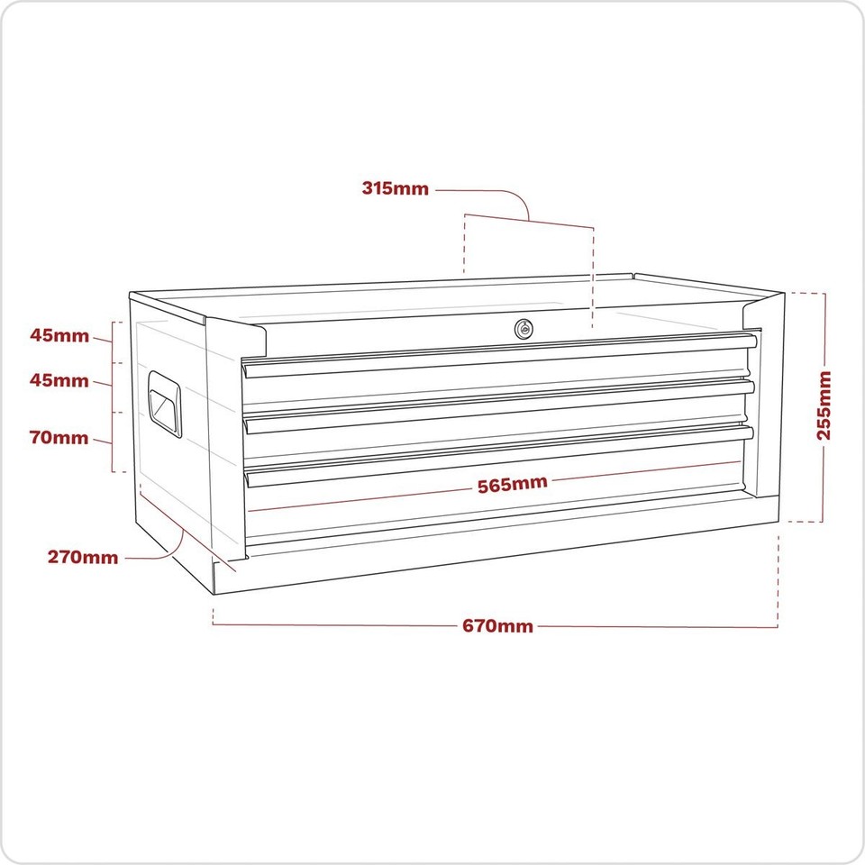 Sealey Mid-Box 3 Drawer with Ball-Bearing Slides - Black AP223B ...