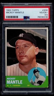 1963 TOPPS Baseball #200 Mickey Mantle New York Yankees HOF PSA VG-EX+ ...