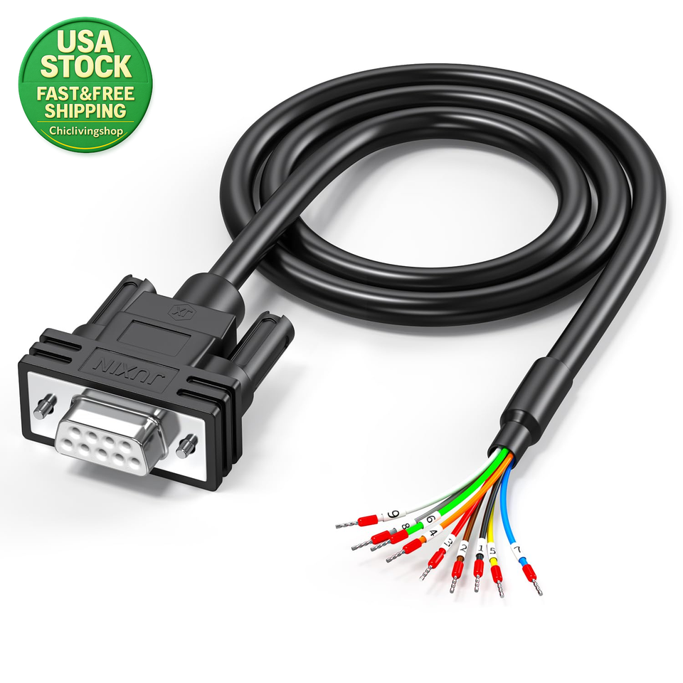 DB9 Female Bare Wire Cable 5Ft RS232 Serial DSUB 9 Pin Connector ...