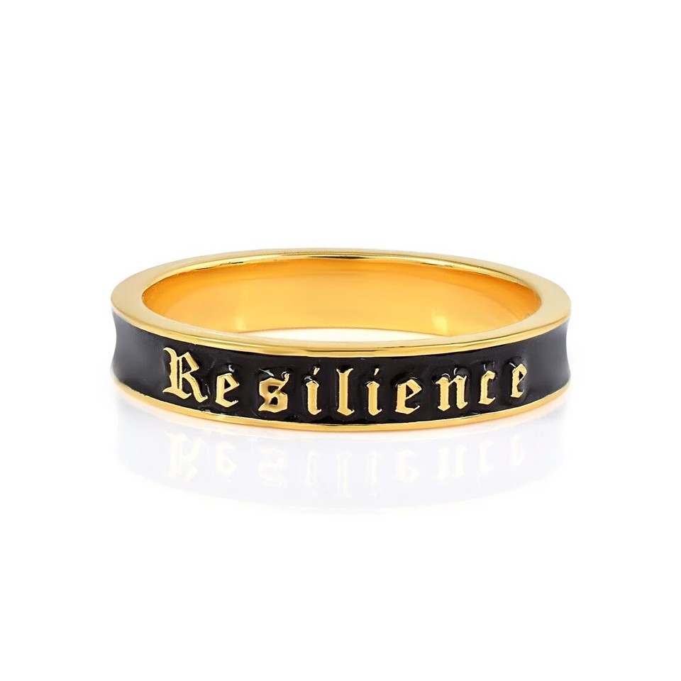 Personalized Enamel Band Ring - Resilience Ring - 4mm Wide Black Enamel Ring | eBay