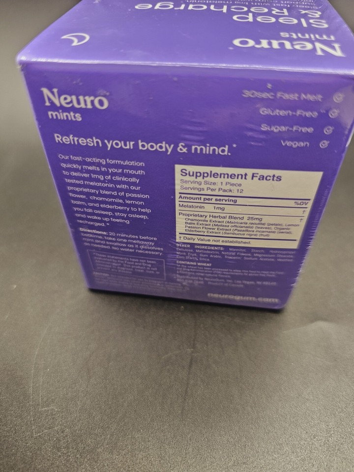 Neuro 1mg Mints (72 Pieces) for Better Sleep - Fast Dissolve Sugar Free ...