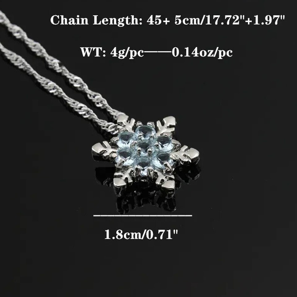 Fashion Women Blue Crystal Snowflake Pendant Necklace Jewelry Elegant ...