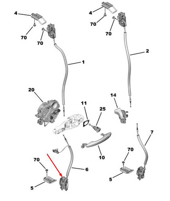 Lock Door Rear Left / 9822398680 5841044 For Peugeot Expert Combi for ...