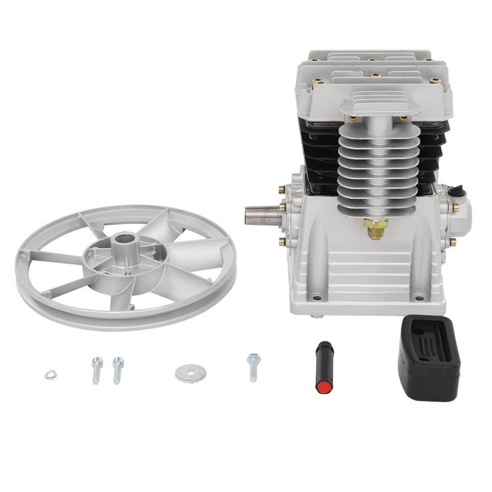 2HP Piston Air Compressor Pump Twin Cylinder Oil Lubricated Belt Drive ...