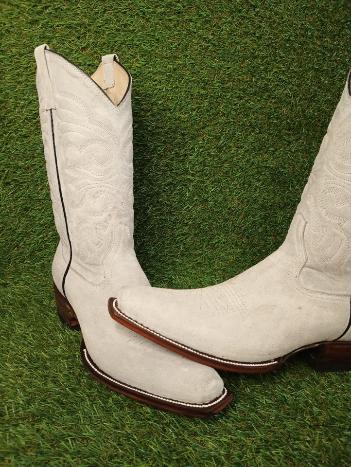 Men's New All Suede Off White Western Cowboy Boots All Sizes Available ...