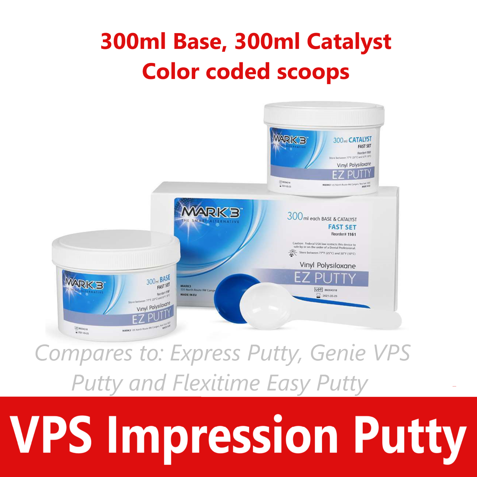 Dental VPS Putty Set VPS Impression Material Base or Catalyst 600 ml ...