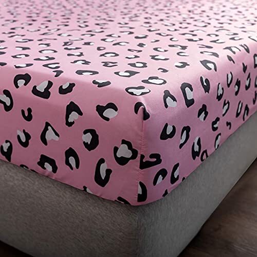 Cheetah Bed Sheet Set Print Fitted Sheet for Girls Women Full Pink ...