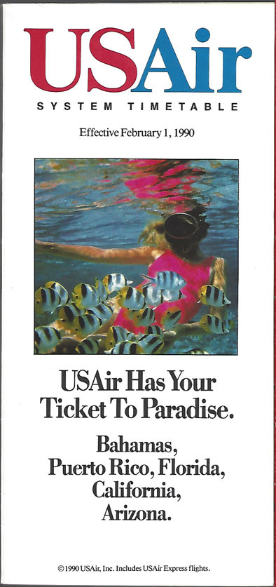 USAir system timetable 2/1/90 [308US] Buy 4+ save 25% | eBay